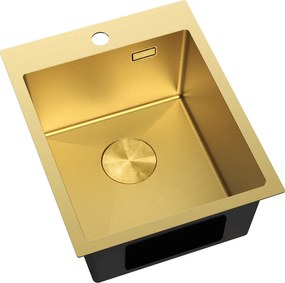 Mexen Solix, 1-komorový nerezový dřez 400 x 500 mm, broušená zlatá, vzor voština, 6406401000-55HC