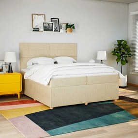 Box spring postel s matrací krémová 200x200 cm textil 3292168