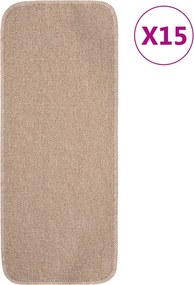 Nášlapy na schody 15 ks 60 x 25 cm béžové protiskluzové 340402