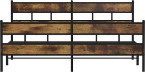 Kovový rám postele bez matrace kouřový dub 183 x 213 cm 3308467