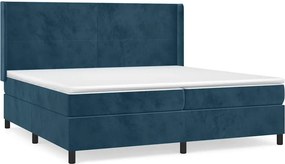 Box spring postel s matrací tmavě modrá 200x200 cm samet 3132583