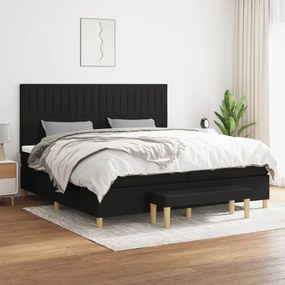 Box spring postel s matrací černá 200x200 cm textil,  3137343
