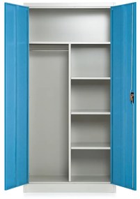 Kovová šatní skříň, 90 x 45 x 185 cm, cylindrický zámek, modrá - ral 5012