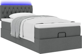 Osmanská postel s matrací &amp; LED tmavě šedá 80x200cm látka 3312347