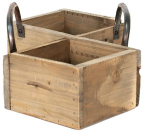 Dřevěný dekorační box s kovovými uchy – 38x22x9 cm