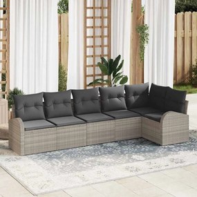 Sada zahradních pohovek 6 pcs Světle šedá Poly ratan 3346062