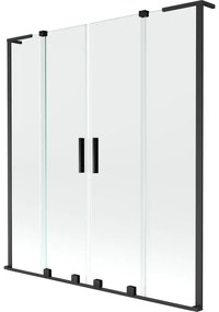 Mexen Velar L Duo, 2-křídlová posuvná vanová zástěna 140 x 150 cm, 8mm čiré sklo, černá matná, 896-140-003-02-70