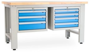 Dílenský stůl Solid OAK-34, 150 cm, 2 závěsné boxy, dub