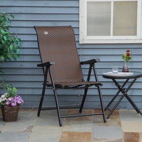 Outsunny polyratanová skládací židle s područkami 7stupňově nastavitelné opěradlo pro zahradu balkon terasu 58 x 71 x 111 cm | Aosom.de
