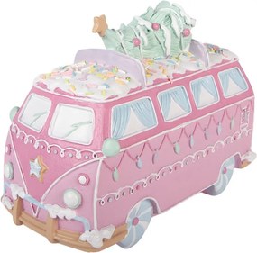 Vánoční dekorace retro minibus se stromkem Pastel Christmas Chic - 26*13*19 cm