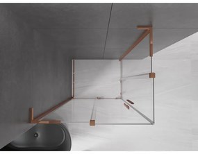 Mexen Velar L Duo, sprchový kout s posuvnými dveřmi 100 x 90 cm, 8mm čiré sklo, růžové zlato, 871-100-090-02-03-60