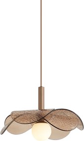 Designové závěsné svítidlo tmavý bronz s jantarovým sklem - Kemner