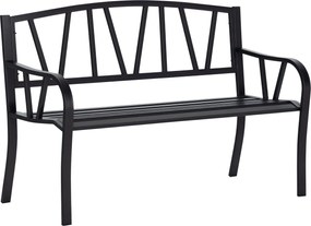 Outsunny Černá Voděodolná Metalová Zahradní Lavice, Venkovní Železná Lavice pro Dva, 128x56x86cm | Aosom