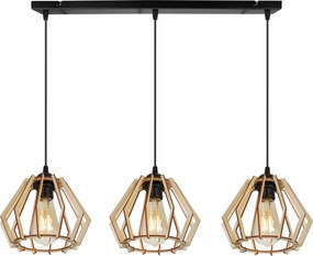 Závěsné Stropní Svítidlo S Trojitým Dřevěným Lustrem, Moderní Boho Led