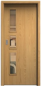 SAPELI ELEGANT KOMFORT M33 - DÝHA - POSUVNÉ DVEŘE VČ. ZÁRUBNĚ - Dub natur Průchozí šířka (cm): 110, Průchozí výška (cm): 197, Typ skla: Planibel bronz