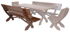 Drewmax MO112 lavice - Zahradní lavice z masivního smrkového dřeva 1200x62x89cm - Ořech