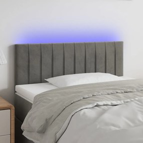 Čelo postele s LED světle šedé 90x5x78/88 cm samet 3121886