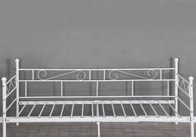 Kovová pohovka 90x200 - jednolůžko, bílá, ROZALI Kondela 0000264280