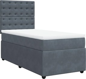 Box spring postel s matrací tmavě šedá 90x190 cm samet 3292227