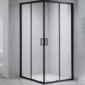 BPS-koupelny Čtvercový sprchový kout HYD-SK30B 90x90 černá/transparent + vanička HYD-SSV-SXL02B bílá