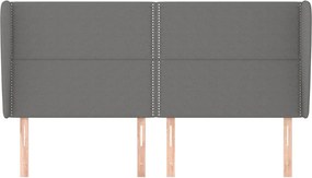 Čelo postele typu ušák tmavě šedé 183x23x118/128 cm textil 3117831
