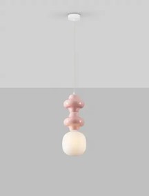 LED růžovo-bílý designový lustr Clio