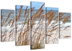 Obraz na plátně pětidílný Duny na mořské pláži - 150x100 cm