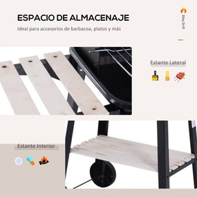 Outsunny Uhlíkový Gril BBQ na Pikniky a Otevřený Oheň 83x46x87 cm