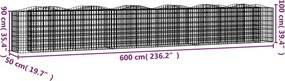 Klenutý gabion vyvýšený záhon 600x50x100 cm pozinkované železo 153548