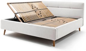 Světle šedá dvoulůžková postel Meise Möbel Lotte 160 x 200 cm s úložným prostorem
