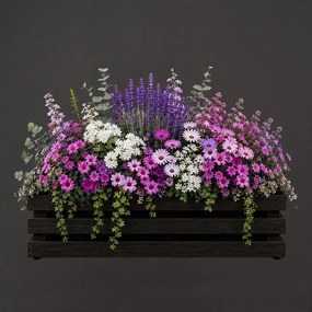 AMADEA Dřevěný obal s květináči - tmavý, 47x17x15cm Český výrobek