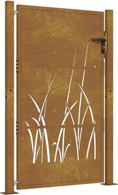 Zahradní branka 100 x 125 cm z corten oceli, design s trávou 153174