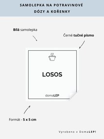 Samolepka na kořenky LOSOS bílá 5 × 5 cm tučné písmo