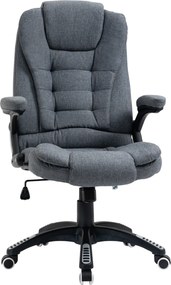 Vinsetto Ergonomická Kancelářská Židle S Houpací Funkcí, Plynule Nastavitelná Výška a Polstrované Opěrky Rukou Šedá | Aosom