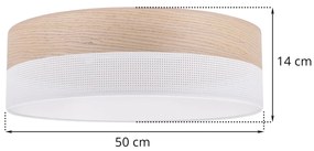 Stropní svítidlo Wood, 1x béžová dubová dýha/bílé plastové stínítko, (bílé plexisklo), (fi 50cm)