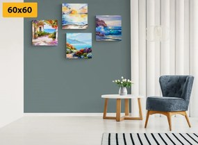 Set obrazů moře a pláž - 4x 40x40 cm