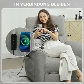 HOMCOM Relaxační křeslo, televizní křeslo elektrické s funkcí ležení, topení, vibrační masáž