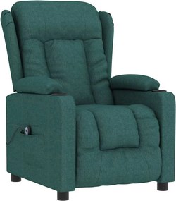 Elektrické polohovací křeslo tmavě zelené textil 3098783