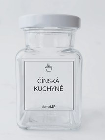 Samolepka na kořenky ČÍNSKÁ KUCHYNĚ průhledná  5 × 5 cm základní písmo