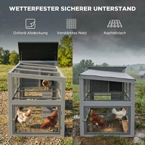 PawHut dřevěný kurník s výběhem pro 3–4 nosnice, 264 x 82 x 89 cm — asfaltová střecha, potah z Oxford tkaniny, hnízdní box, bidýlka, výsuvný podnos —…