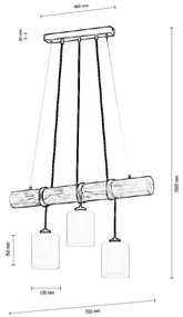 Spot-Light 68869351 - Lustr na lanku TRENO 3xE27/25W/230V borovice