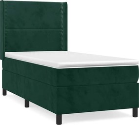 Box spring postel s matrací tmavě zelená 100x200 cm samet 3132606