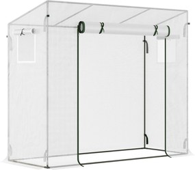 Fóliový skleník Outsunny 200x68x196cm s rolovacími dveřmi a bočním oknem, odolný proti větru, ocel a PE, ideální pro zahradní rostliny