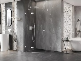 Mexen Lunar, Pětiúhelníkový sprchový kout Mexen Lunar s výklopným levým oknem 80 x 80 cm, 8mm čiré sklo, bílý profil, 831-080L-080P-20-00-L