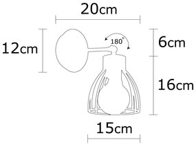 Opviq Nástěnné svítidlo Kemah - N-1238, Černá, Bronzová