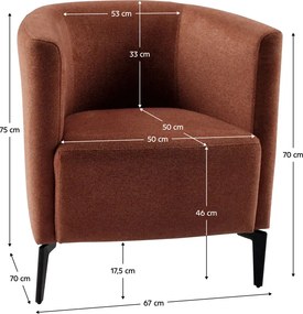 Designové křeslo, terakota/černá, KAPY