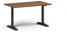 Výškově nastavitelný stůl, elektrický, 675-1325 mm, deska 1400x800 mm, černá podnož, ořech