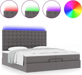 Osmanský rám postele s matrací šedá 200x200cm umělá kůže 3313873