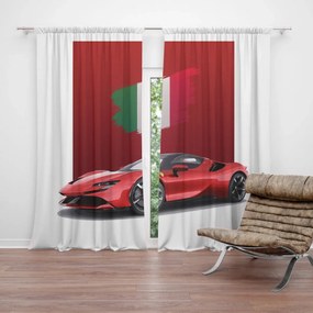 Sablio Závěs Ferrari Italská vlajka na červeném bloku: 2ks 140x250cm