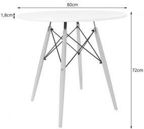 Kulatý stůl TODI 80 cm bílý